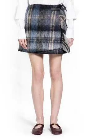 Loewe Mohair And Wool Blend Checked Skirt