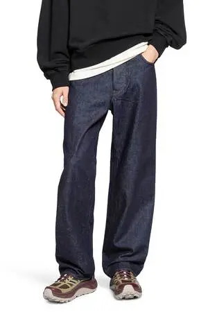 Stone Island Straight Leg Denim Jeans With Logo Patch - Blue