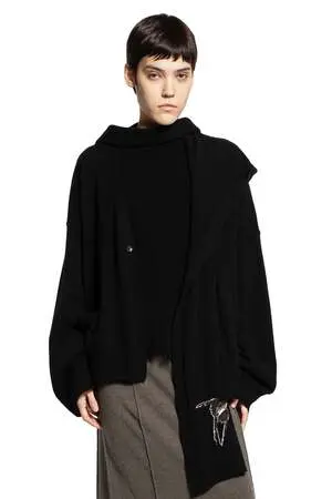 ZIGGY CHEN Hooded Cashmere Cardigan With Scarf Detail