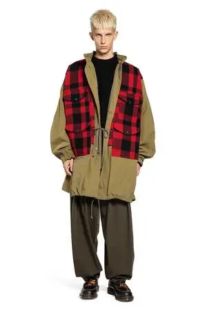 Junya Watanabe Long Coat With Checkered Overlay