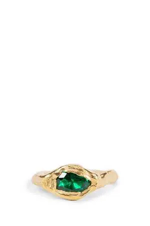 SIMUERO Faro Ring With Emerald Cz Stone