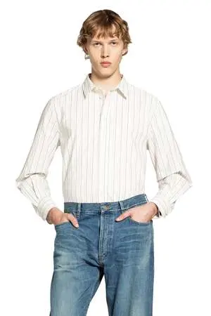 Saint Laurent Cassandre Striped Shirt - White