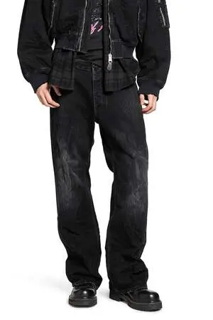 Balenciaga Distressed Baggy Jeans - Black