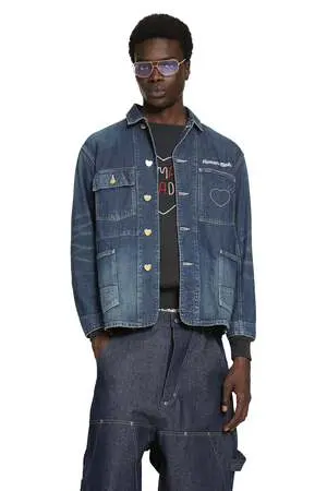 HUMAN MADE Denim Coverall Jacket With Graphic Motifs - Blue