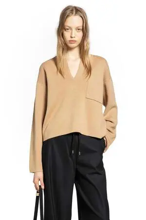 Max Mara Zibello Wool-cashmere V-neck Sweater - Beige