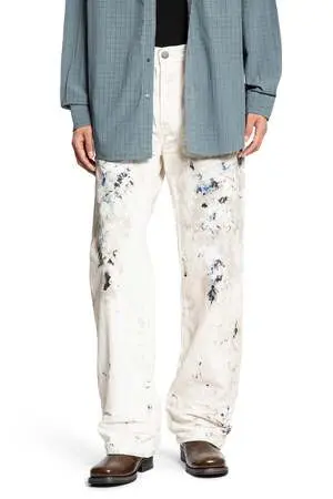 Men's Painted White Jeans