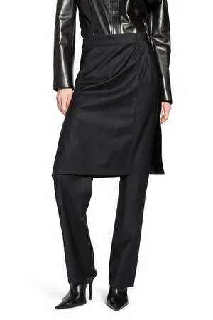 LITKOVSKA Wool Blend Pants With Skirt Overlay