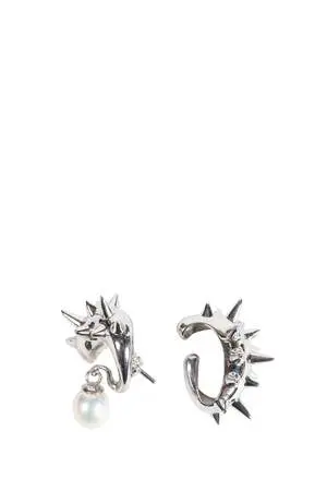ALAN CROCETTI Mini Spike Alien Pearl Ear Set - Silver