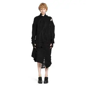 HALOS Alpaca Wool Cable Knit Coat With Distressed Details