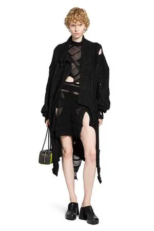 HALOS Alpaca Wool Cable Knit Coat With Distressed Details