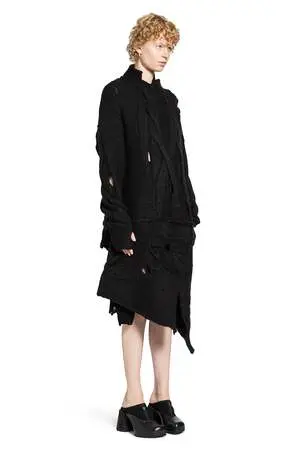 HALOS Alpaca Wool Cable Knit Coat With Distressed Details