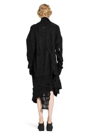 HALOS Alpaca Wool Cable Knit Coat With Distressed Details