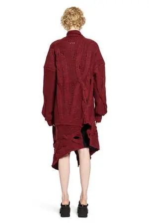 HALOS Alpaca Wool Cable Knit Distressed Coat