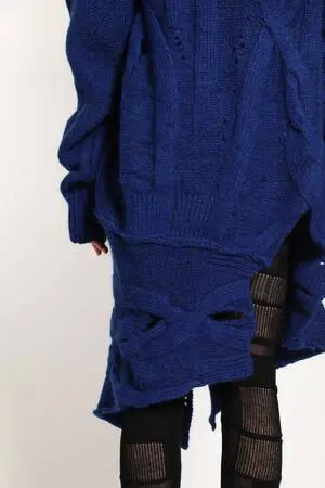 HALOS Sapphire Alpaca Wool Cable Knit Coat