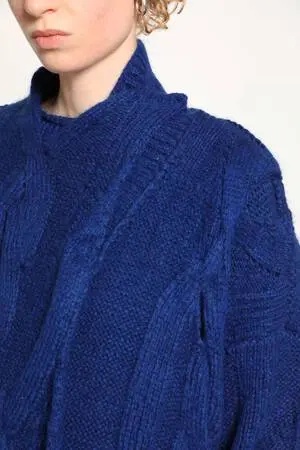 HALOS Sapphire Alpaca Wool Cable Knit Coat