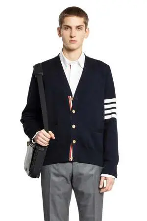 Thom Browne Cotton Crêpe Cardigan With 4-bar Stripe Detail