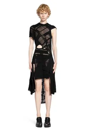 HALOS Asymmetrical Cut-out Checked Knit Dress