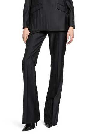 Versace Wool Pinstripe Dv Slim Fit Flared Trousers