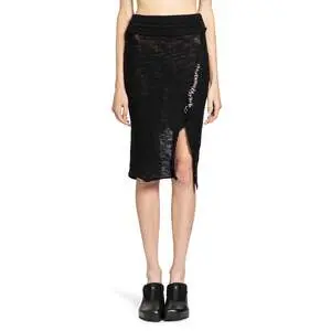HALOS Textured Alpaca Wool Knit Skirt With Graphic Stitching
