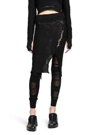 HALOS Textured Alpaca Wool Knit Skirt With Graphic Stitching