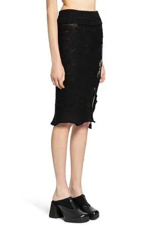 HALOS Textured Alpaca Wool Knit Skirt With Graphic Stitching