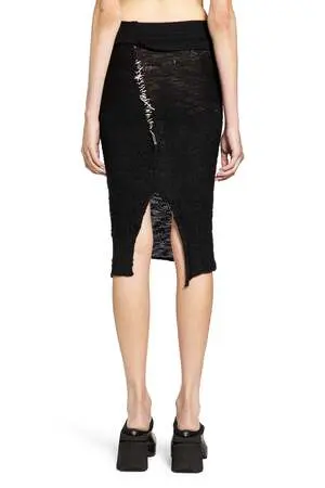 HALOS Textured Alpaca Wool Knit Skirt With Graphic Stitching