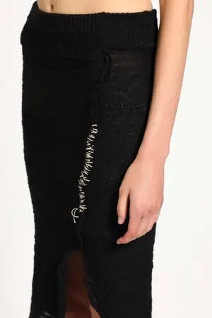 HALOS Textured Alpaca Wool Knit Skirt With Graphic Stitching