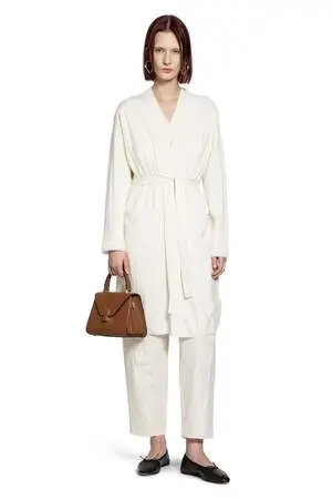 Max Mara Long Cashmere Cardigan With Belt - White