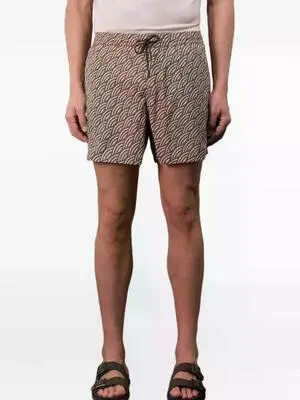 MOORER Geometric Print Swim Shorts - Brown
