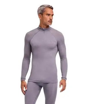 Falke Wool-tech Quarter Zip Base Layer - Grey
