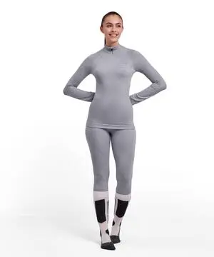 Falke Wool-tech Half-zip Baselayer Top - Grey
