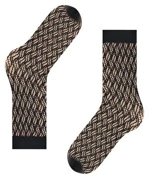 Falke Pure Shore Knee-high Patterned Mesh Socks - Black