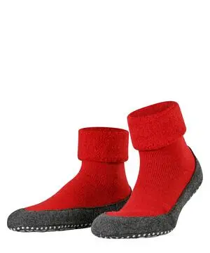 Falke Cosyshoe Merino Wool Slipper Socks With Grip Sole - Red