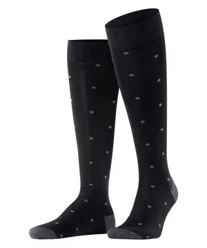 Falke Polka Dot Knee-high Business Socks - Grey
