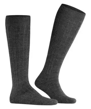 Falke Knee High Ribbed Merino Wool Socks - Grey