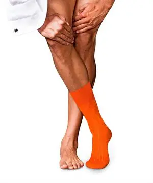 Falke No. 2 Finest Cashmere Ribbed Dress Socks - Orange