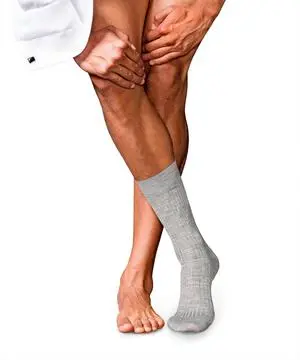 Falke Finest Merino Ribbed Dress Socks - Grey
