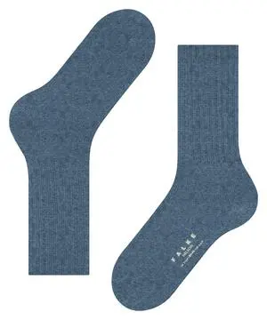 Falke Nelson Merino Wool Ribbed Crew Socks - Blue