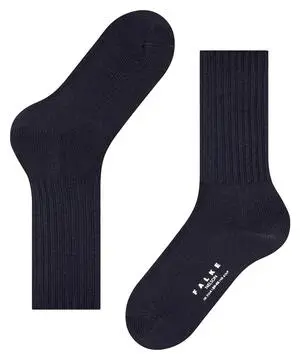 Falke Nelson Ribbed Merino Wool Crew Socks - Blue