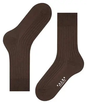 Falke Bristol Pure Merino Wool Ribbed Dress Socks - Brown
