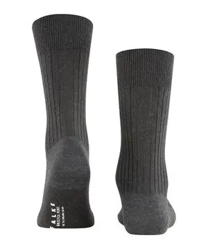 Falke Bristol Pure Merino Wool Ribbed Dress Socks - Grey