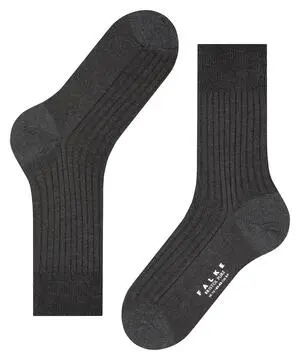 Falke Bristol Pure Merino Wool Ribbed Dress Socks - Grey