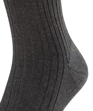 Falke Bristol Pure Merino Wool Ribbed Dress Socks - Grey