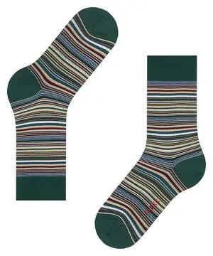 Falke Microblock Striped Mercerised Cotton Socks - Green