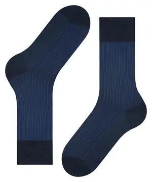 Falke Oxford Stripe Dress Socks - Blue