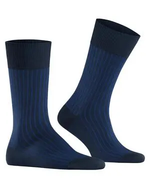Falke Oxford Stripe Dress Socks - Blue