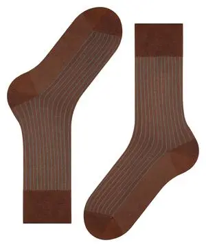 Falke Oxford Stripe Dress Socks - Brown
