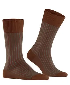 Falke Oxford Stripe Dress Socks - Brown