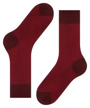 Falke Fine Shadow Ribbed Cotton Dress Socks - Red