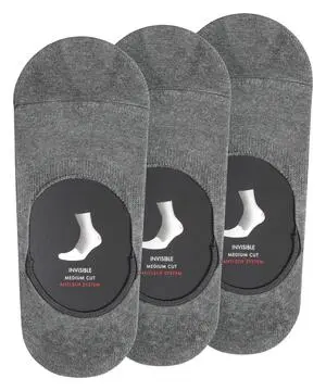 Falke Invisible Step Medium Cut Socks 3 Pack - Grey